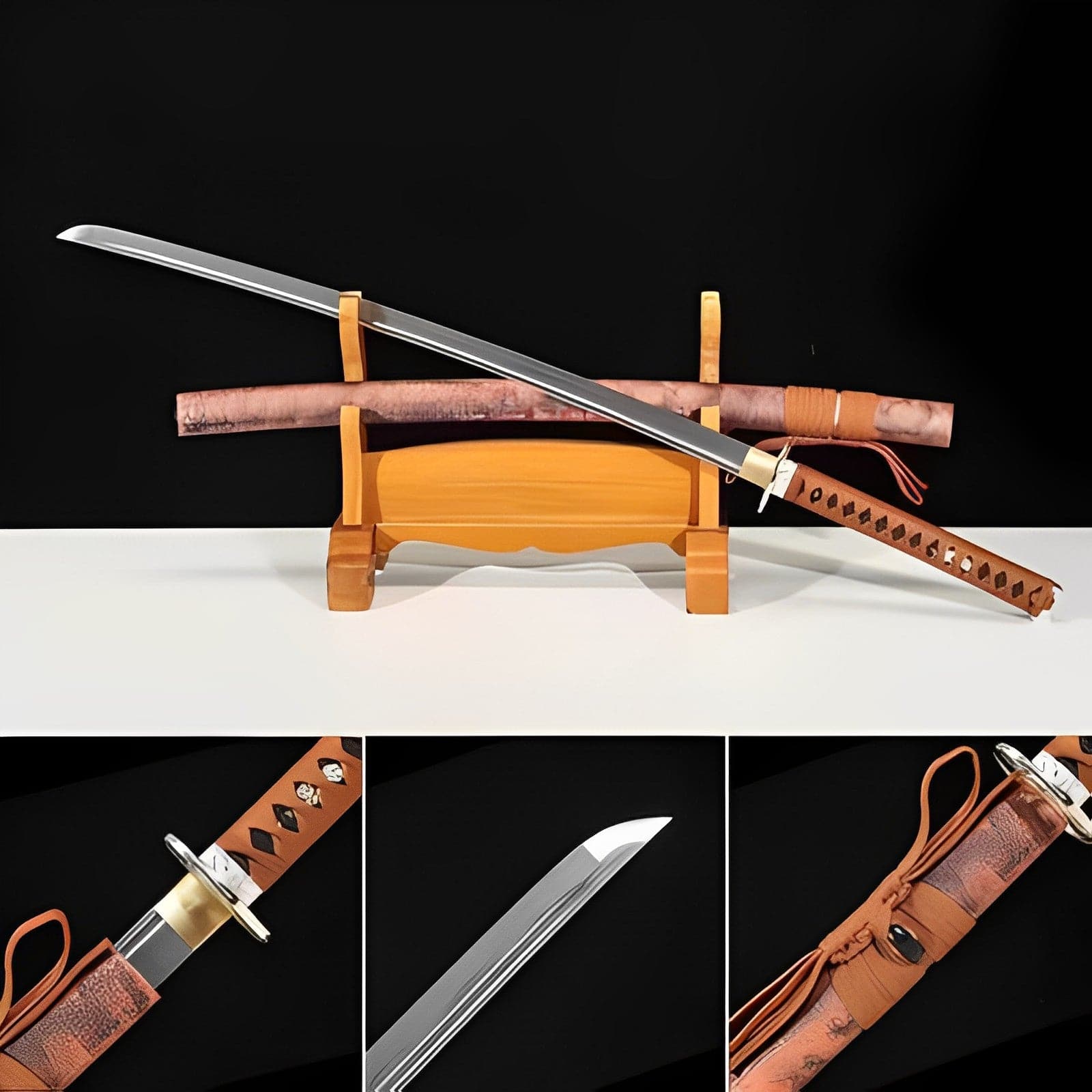 Hand Forged Japanese Samurai Katana Silver Tiger Pattern Steel Full Ta – BoxKatana