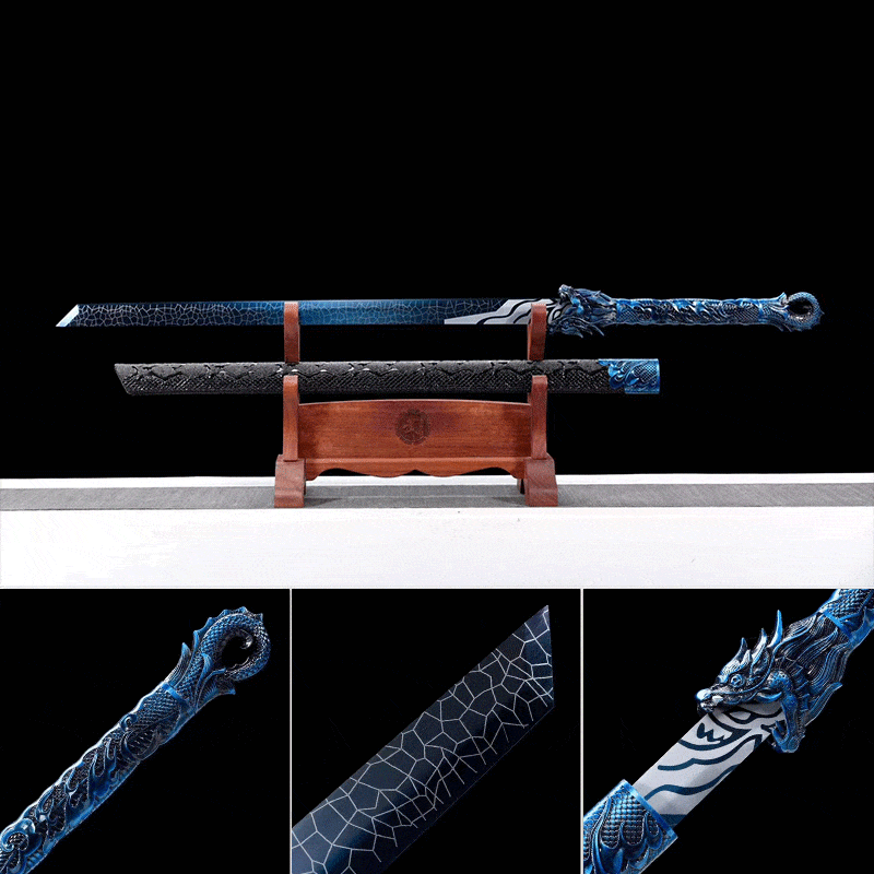 Handmade Thousand Blade Magic Dragon With Blue Blade – BoxKatana
