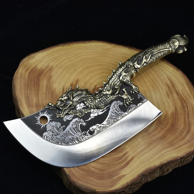 Chivalry Knife Bone Cutting Knife Green Dragon Full Brass Handle ...