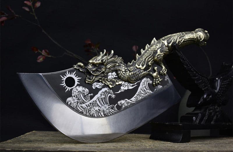 Chivalry Knife Bone Cutting Knife Green Dragon Full Brass Handle ...