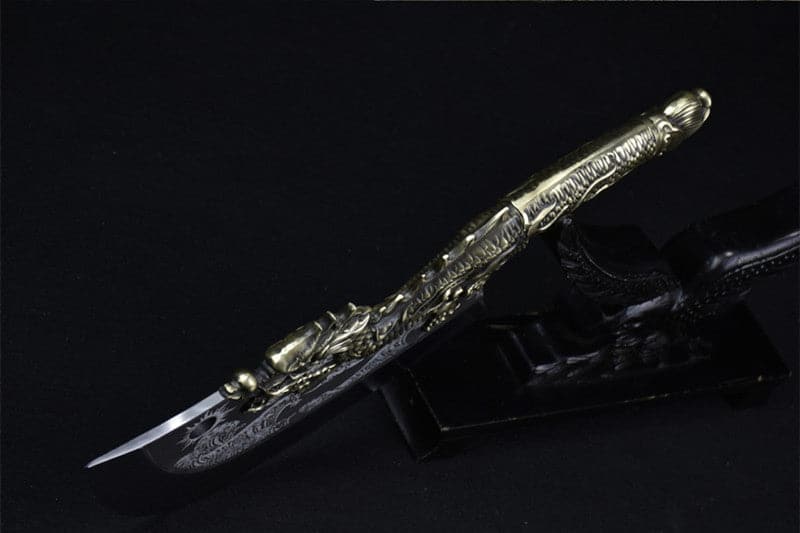 Chivalry Knife Bone Cutting Knife Green Dragon Full Brass Handle ...