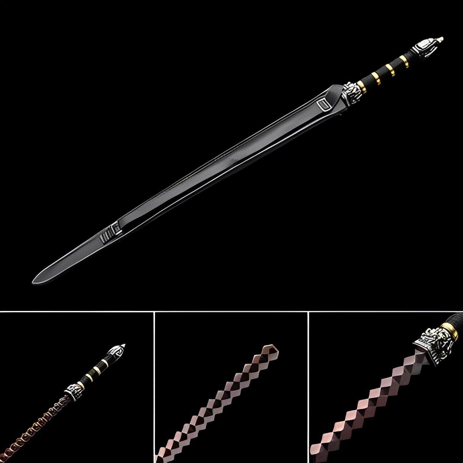 Hand Forged Gold Steel Sword breaker Damascus Steel – BoxKatana