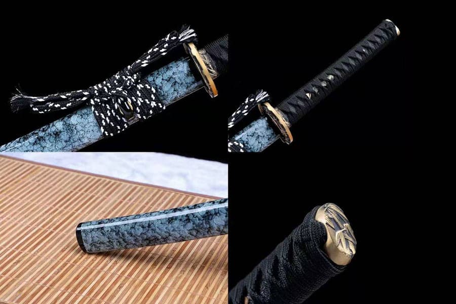 Hand Forged Japanese Samurai Katana Fine Iron Mounted Burnt Edge T10 C ...