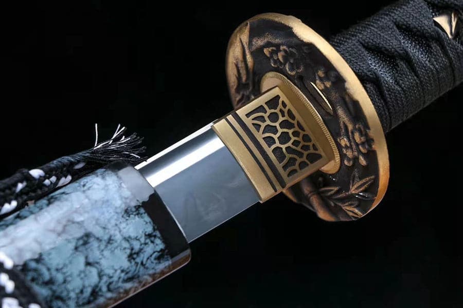 Hand Forged Japanese Samurai Katana Fine Iron Mounted Burnt Edge T10 C ...
