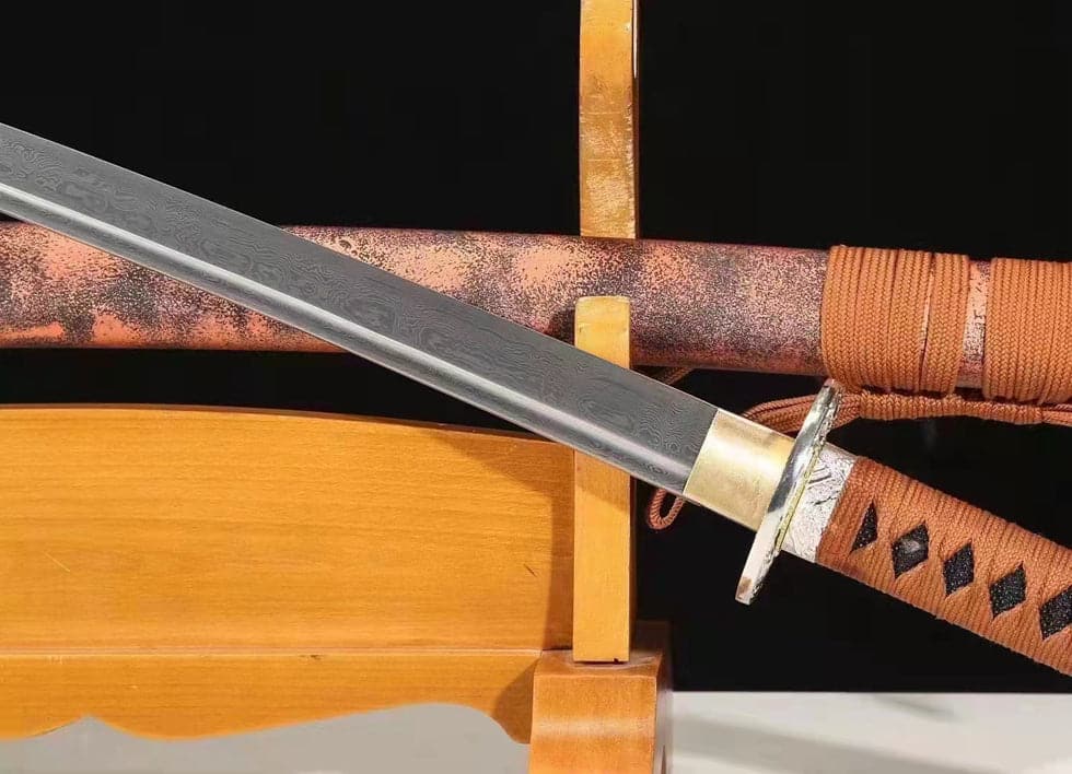 Hand Forged Japanese Samurai Katana Silver Tiger Pattern Steel Full Ta ...