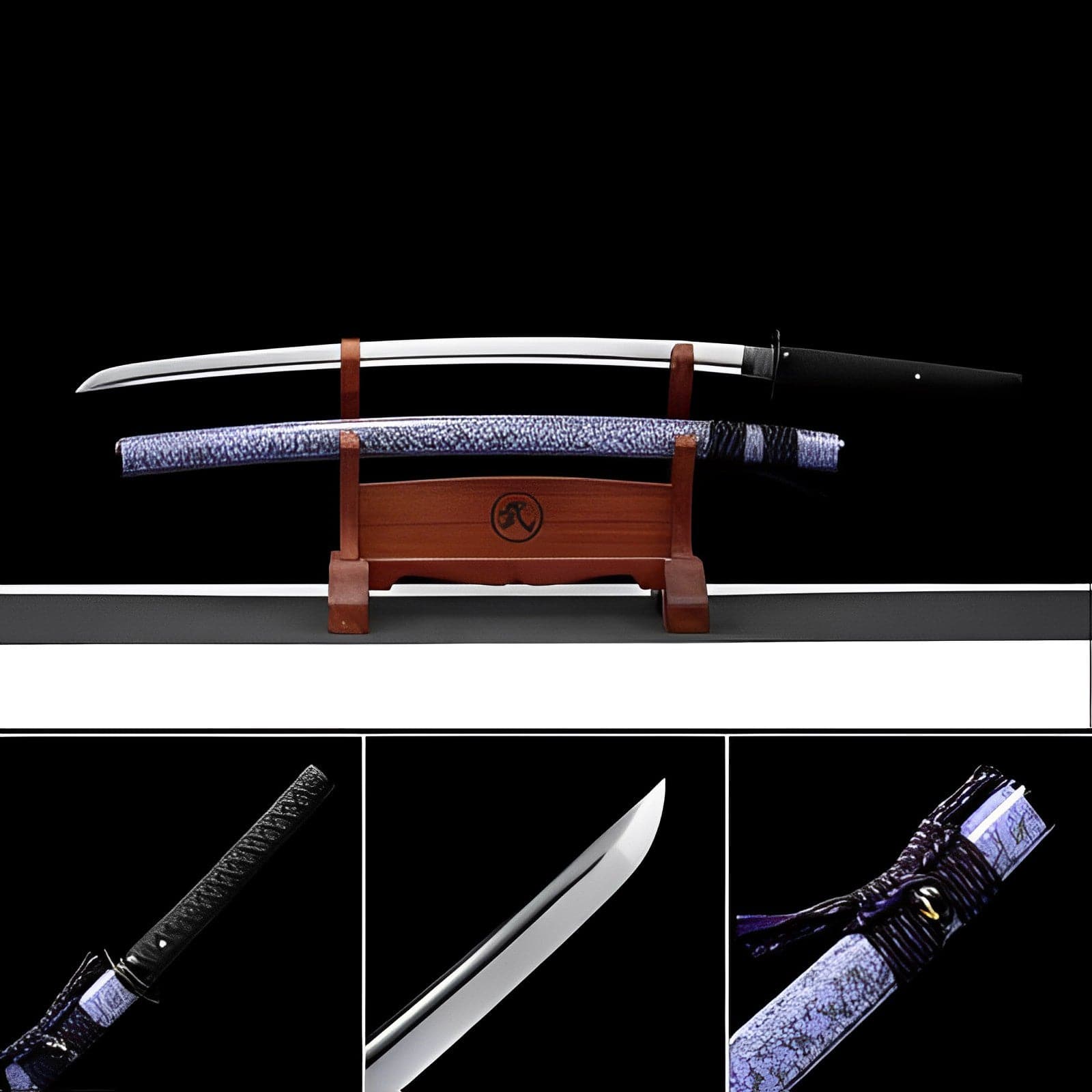 Hand Forged Japanese Samurai Katana Violet 9260 Spring Steel Full Tang ...