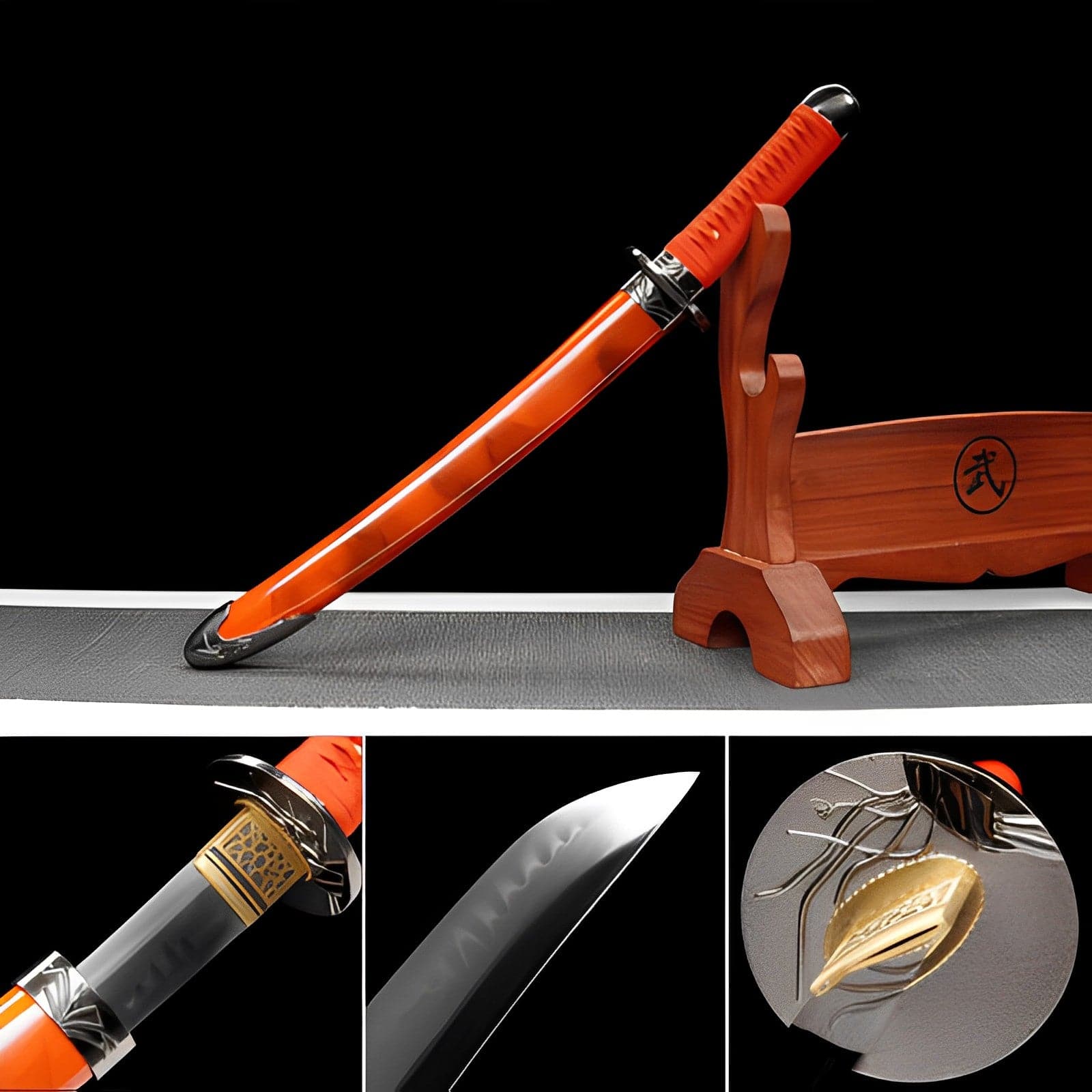 Hand Forged Japanese Tanto Red Sky Short Sword T10 Turns the soil to b ...