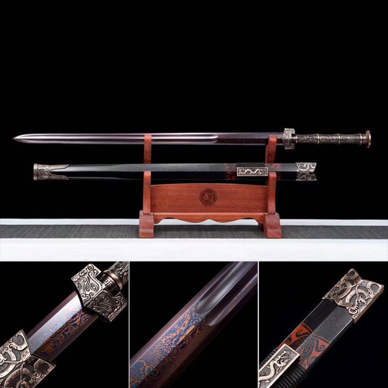 Handmade Chinese Han Dynasty 青雲 Sword Damascus Steel Blade baking blue ...