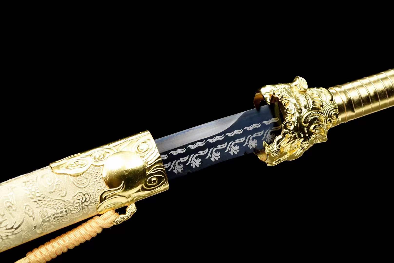 Handmade Golden Tiger Chop Chinese Sword With Golden – BoxKatana