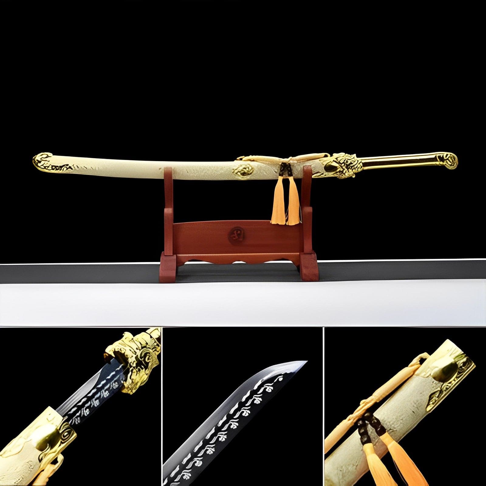 Handmade Golden Tiger Chop Chinese Sword With Golden – BoxKatana
