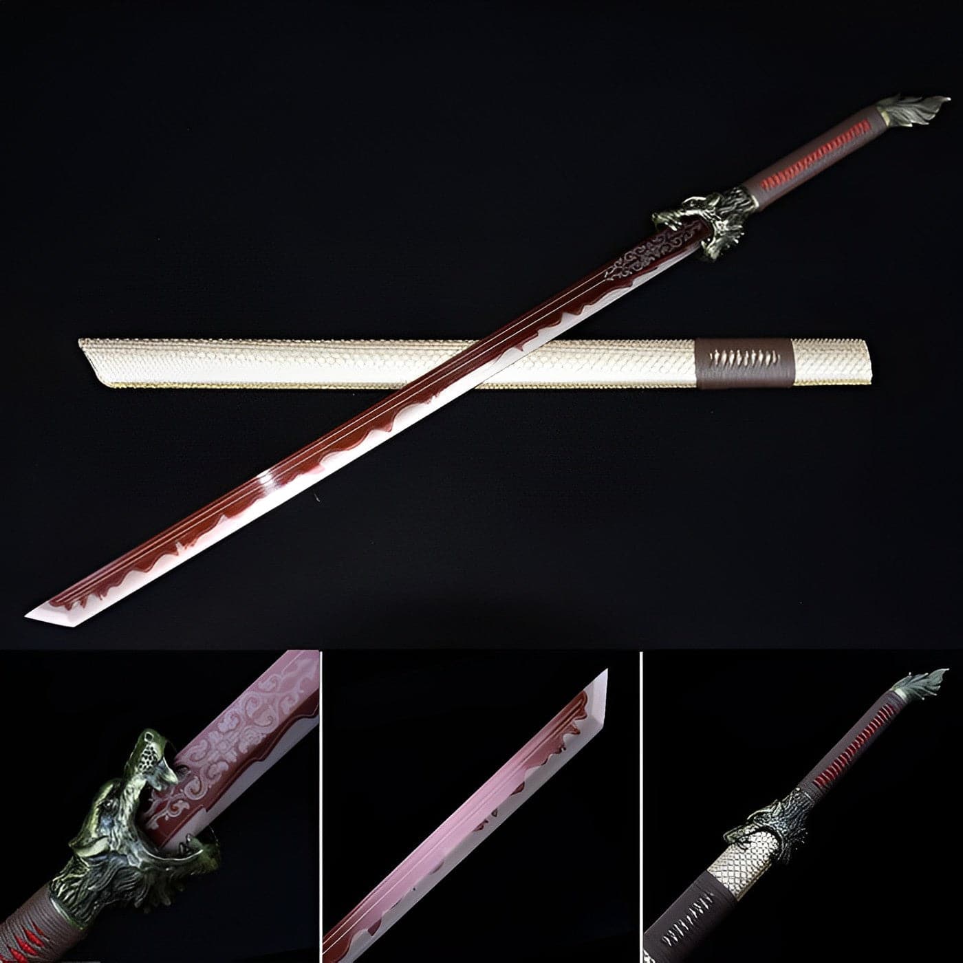 Handmade High Carbon Steel Flowing Shadow Chinese Sword With Red Blade ...