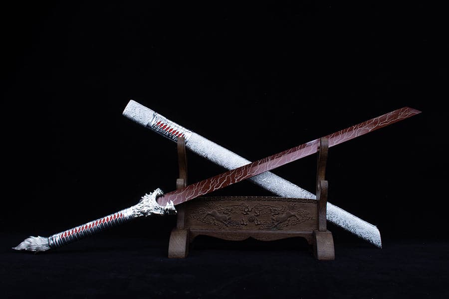 Handmade High Carbon Steel Inferno Thunderwolf Chinese Sword With Red ...