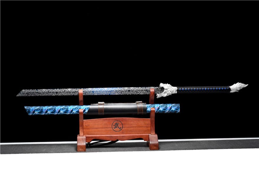 Handmade Silver Moon Wolf King High Manganese Steel Chinese Sword With ...