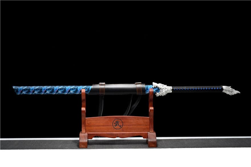 Handmade Silver Moon Wolf King High Manganese Steel Chinese Sword With ...