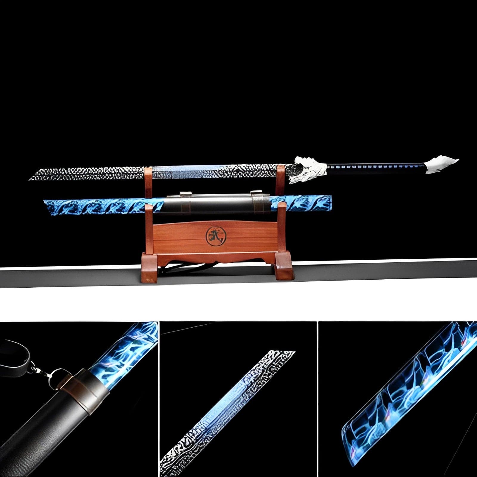 Handmade Silver Moon Wolf King High Manganese Steel Chinese Sword With ...